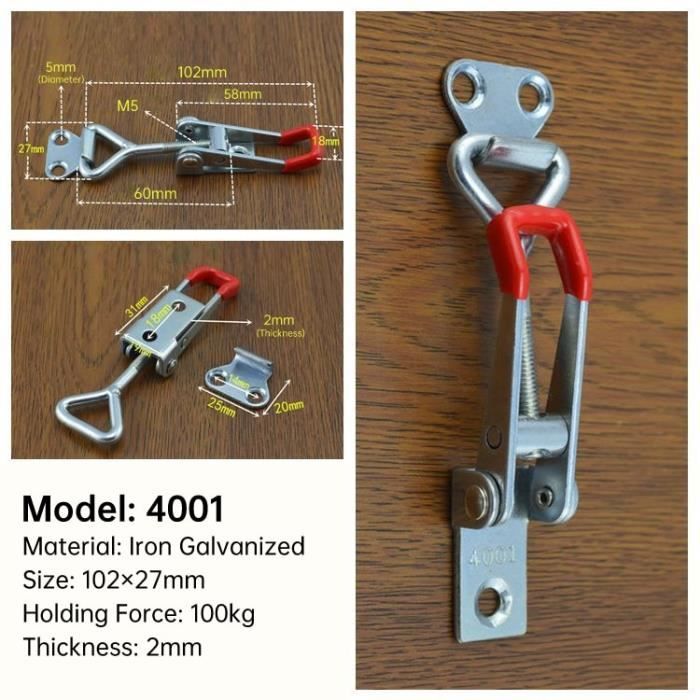 4001 Galvanisé Loquet à loquet à bascule, pince rapide réglable en ...