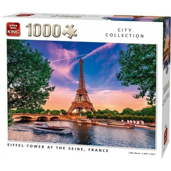 Puzzle 1000 pièces Tour Eiffel à la Seine - KING - Adulte - Blanc - Cdiscount Jeux - Jouets