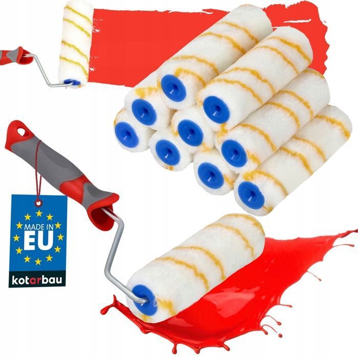 Lot de 10 rouleaux de peinture avec manche en caoutchouc - Pour travaux ...