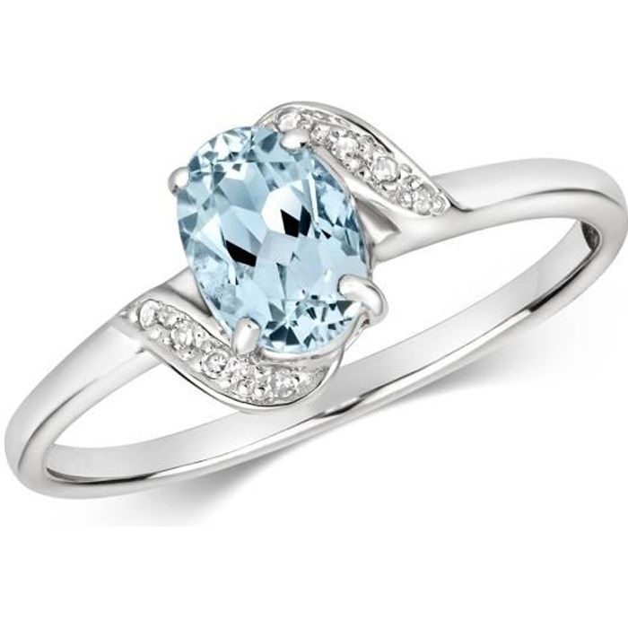 Bague Femme Or Blanc 375-1000 et Diamant Brillant H - PK avec ...