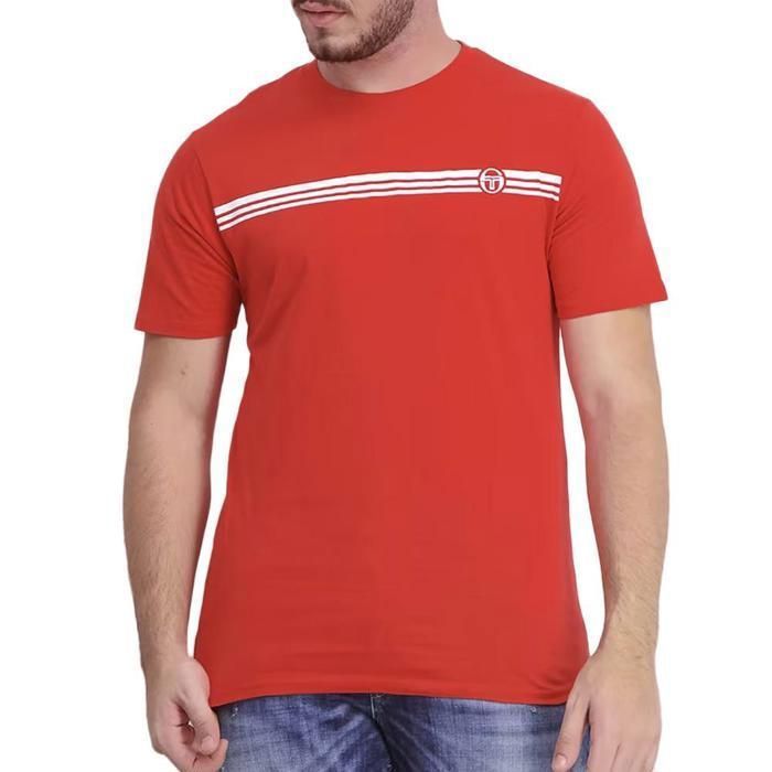 Tee shirt en coton stadium stripe - Sergio Tacchini - Homme - Rouge ...