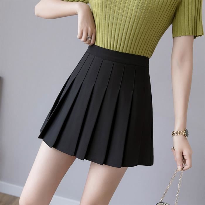 Mini jupe - plissée taille haute pour femmes Sexy - FRITBl Black ...