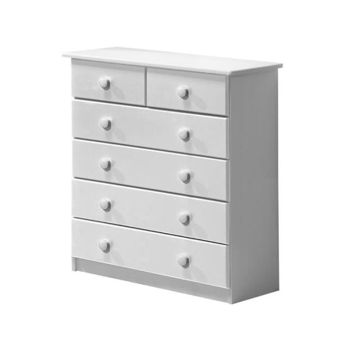 Commode 6 Tiroirs "verona" 91cm Blanc - Paris Prix - Cdiscount Maison