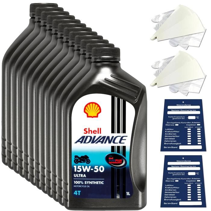 12 Litre Original Shell Advance 4T Ultra 15W50 L'Huile De Moteur Moto ...