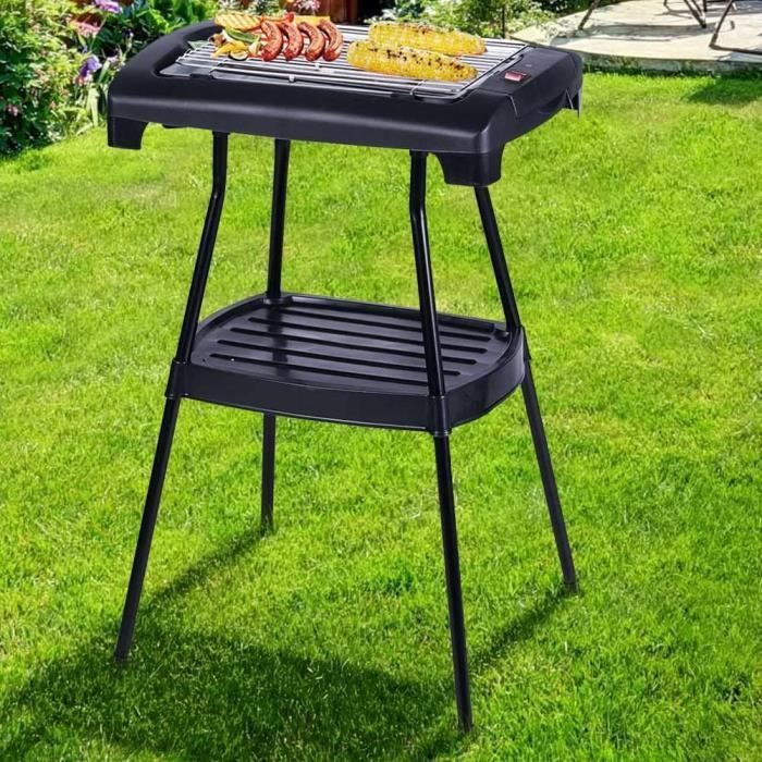 Bakaji Barbecue électrique BBQ avec support pieds grille grill ...