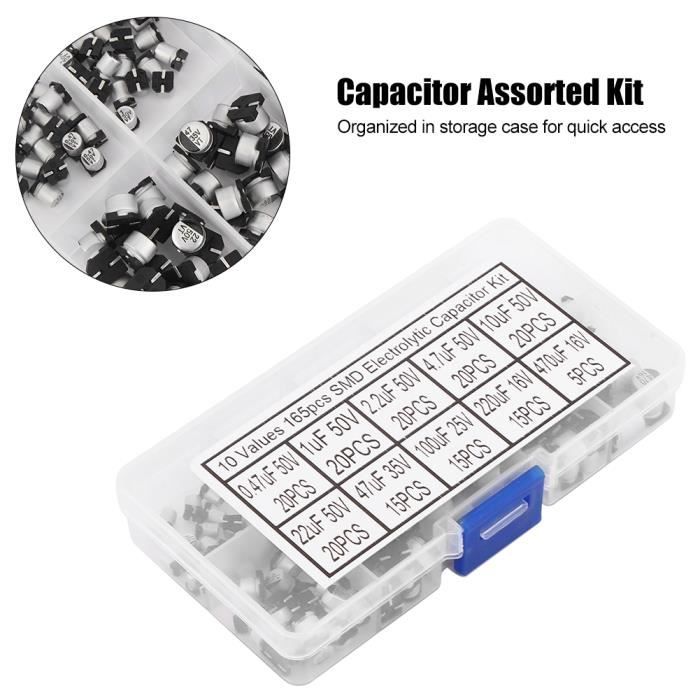 165Pcs Pour Le Kit D'Assortiment De Condensateurs Électrolytiques En ...