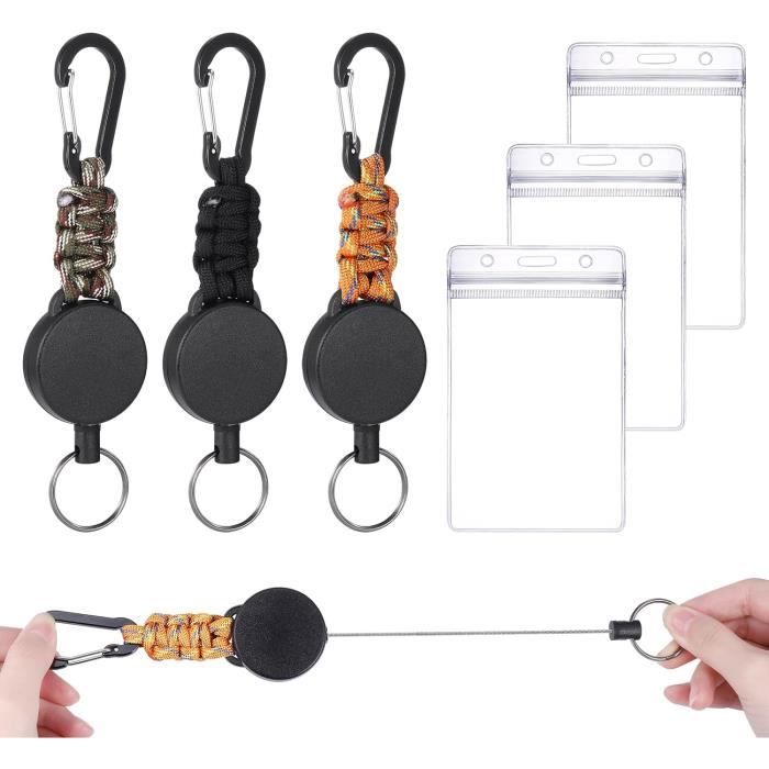 Porte-Clés Rétractables, 3Pcs Mousqueton Avec Enrouleur, Porte-Clés ...