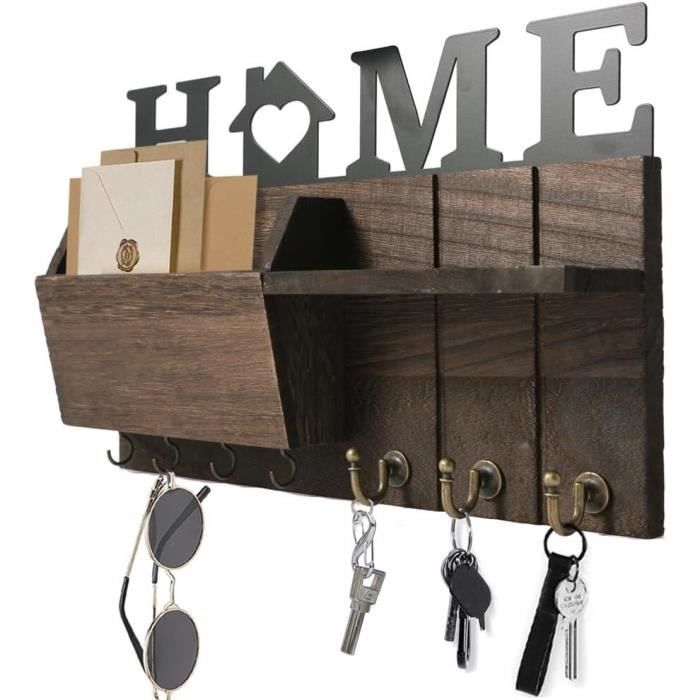 Porte-clés mural - Décoratif - Bois de Paulownia - Installation facile ...