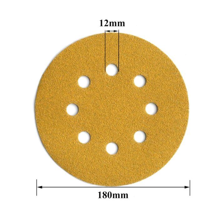 20 Pièces Disque Ponceuse 180mm Papier Abrasif 8 Trous Disque Ponçage ...