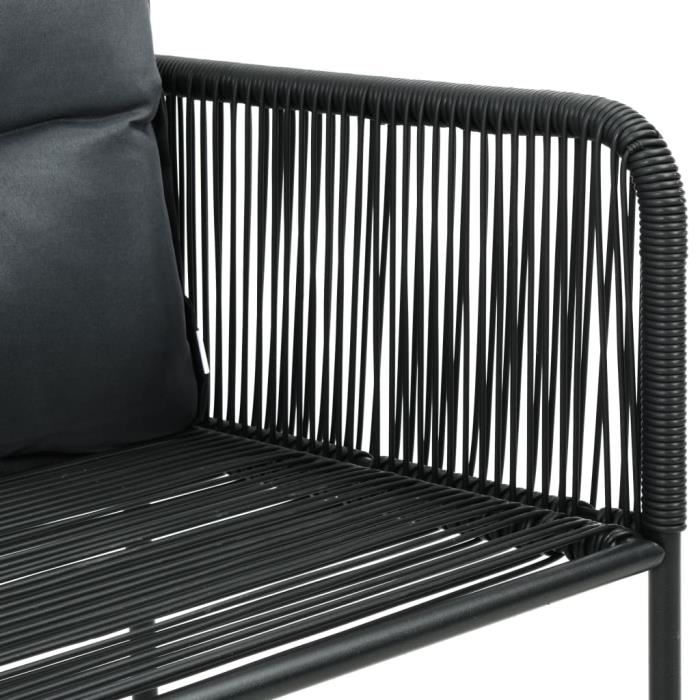 Rainbowin Salon de jardin 3 pcs PVC Résine tressée Noir AB3060094 ...