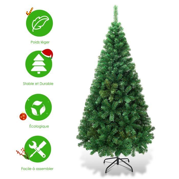 Sapin de Noël Artificiel - COSTWAY - 210CM - Vert Nature - PVC ...