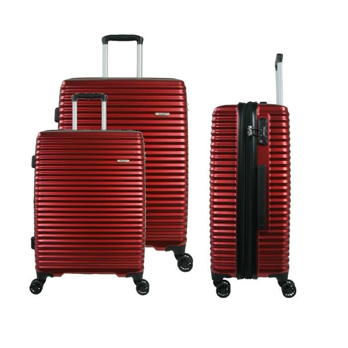 VERAGE - Set de 3 Valises Extensible Rouge Rigide Polycarbonate 4 Roues ...