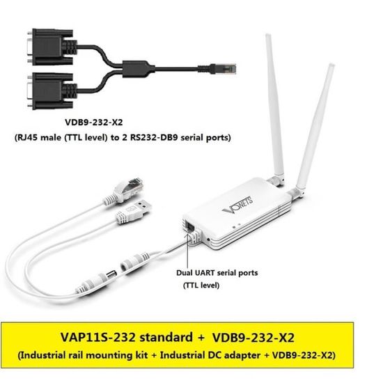 232 VDB9-232-X2-VONETS 2.4G WiFi Port Série Serveur Sans Fil Pont Mini ...
