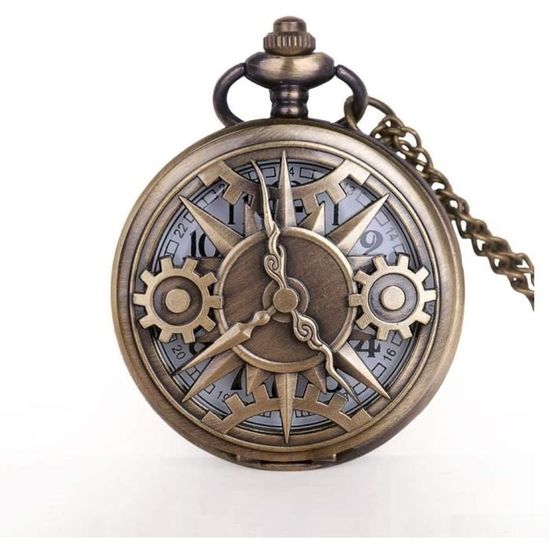 Montre à gousset à quartz style steampunk antique bronze avec chaîne [488] -, - Achat/vente ...