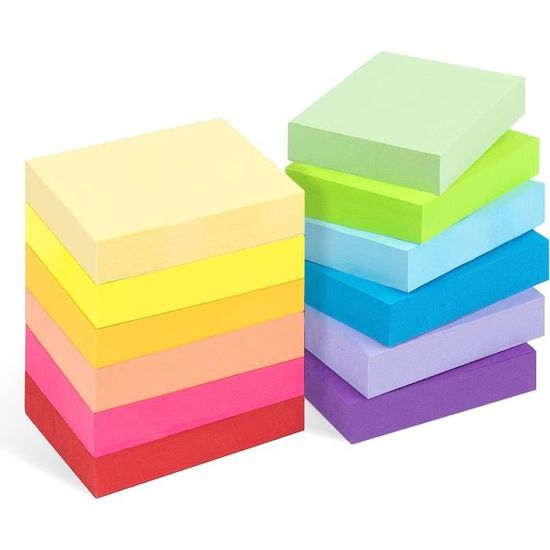12 Notes Super Sticky Notes, 50 x 38mm Notes Autocollantes Colorées ...