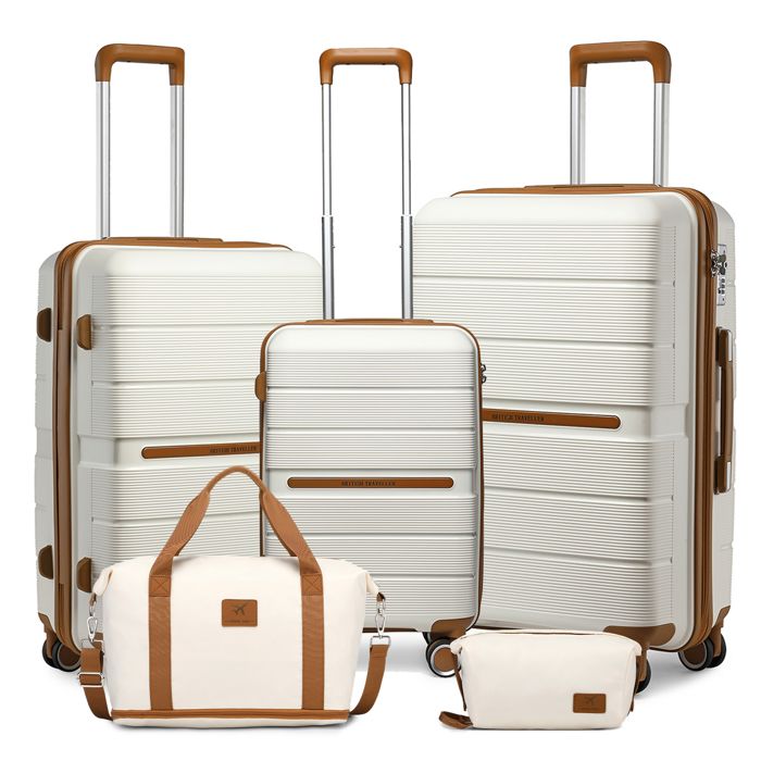British Traveller Set de 5 Valises de Voyage (55/66/76cm) Rigide Bagage ...