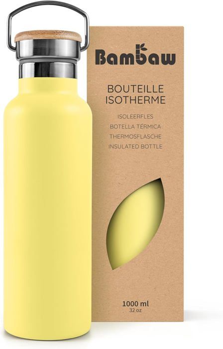 Gourde Isotherme 1L, Bouteille D'Eau Blanche, Gourde Acier Inoxydable ...