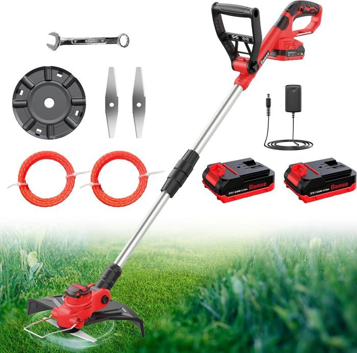 Bamse Coupe Bordure sans Fil 21V, Débroussailleuse à Batterie Electrique Brushless avec 2 ...