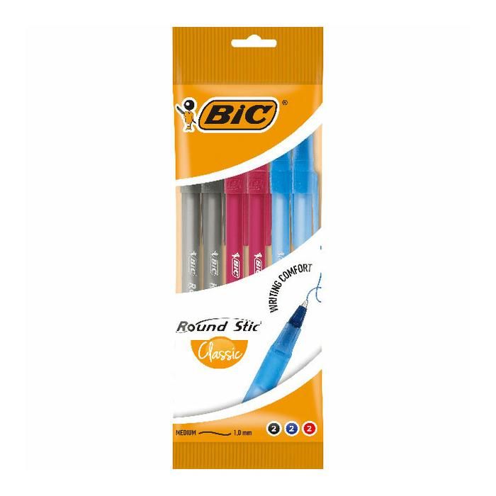 BIC - Stylo billes Round Stic assortis x 6 pcs - Cdiscount Beaux-Arts ...