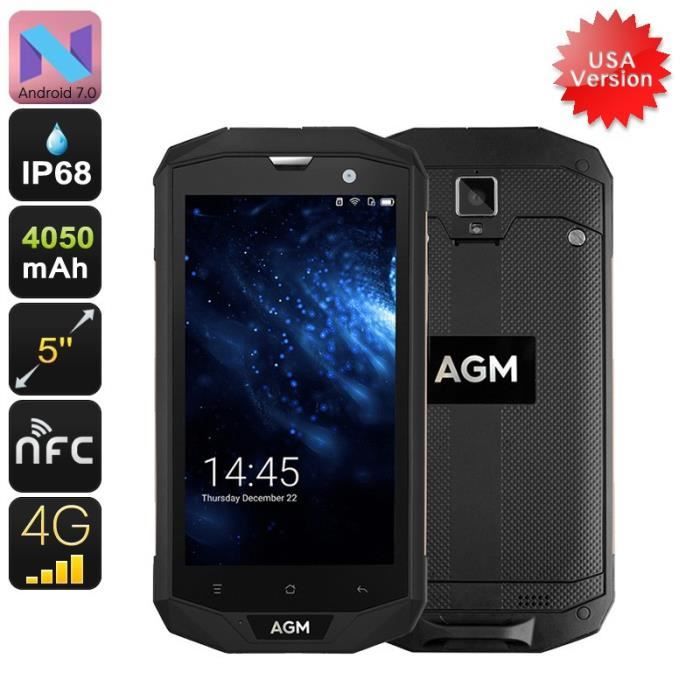AGM A8 Rugged Phone - 4G USA Bandwidths, IP68, 5 Inch Screen, 3GB RAM ...