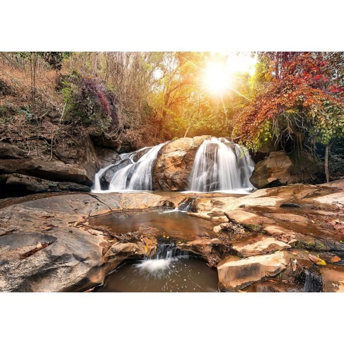 Papier Peint Intissé Cascade Chute D'Eau 350X256 Cm - Panoramique Image ...
