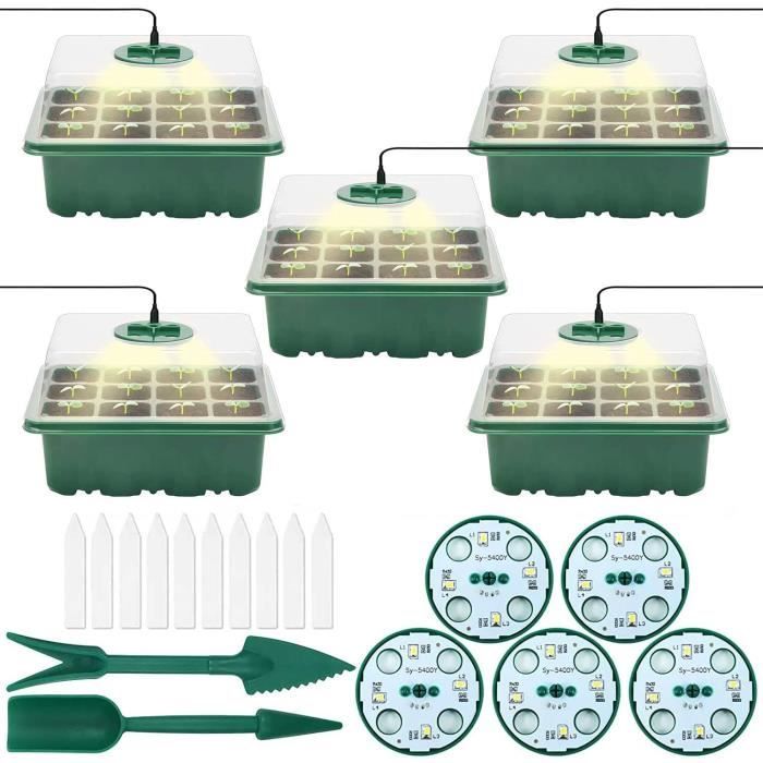 Plateau semis,Mini Serre pour Semis,Bac à semis avec Couvercle,Bac à ...