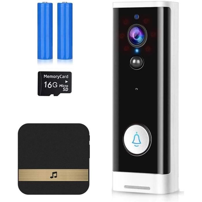 Sonnette vidéo sans fil Wifi Alexa, sonnette intelligente avec carillon ...