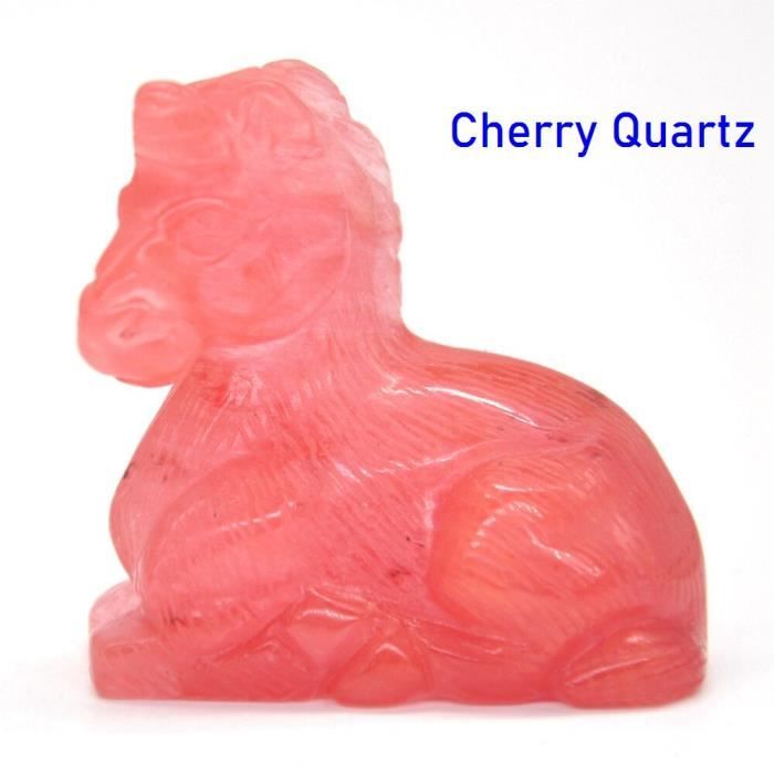 Statue de licorne - Cherry Quartz - Pierre naturelle - Cristal de ...