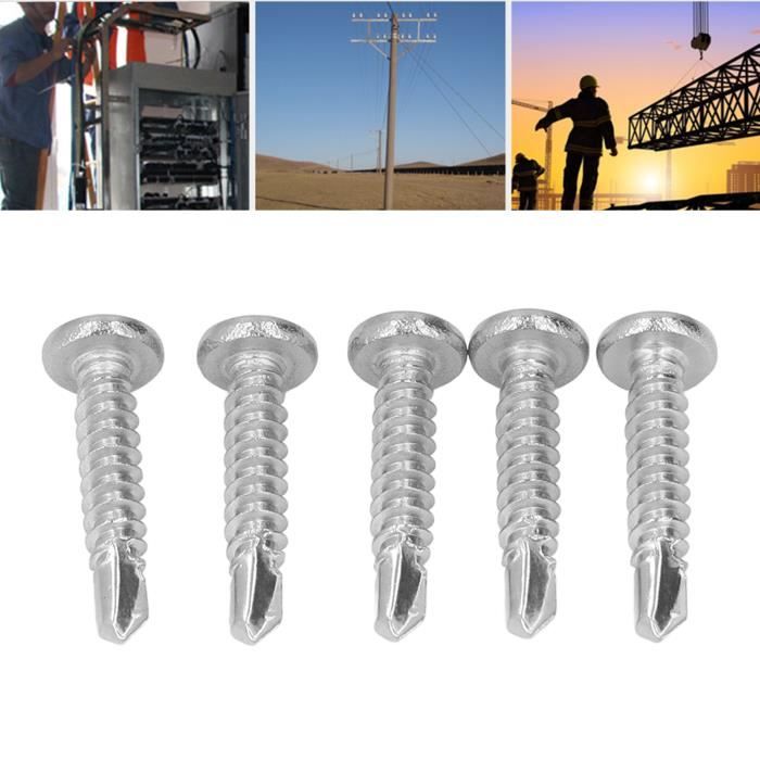 COC-7601035939759-Vis autoperceuse Lot de 100 Vis Auto-perceuses à Tête Ronde en Acier ...