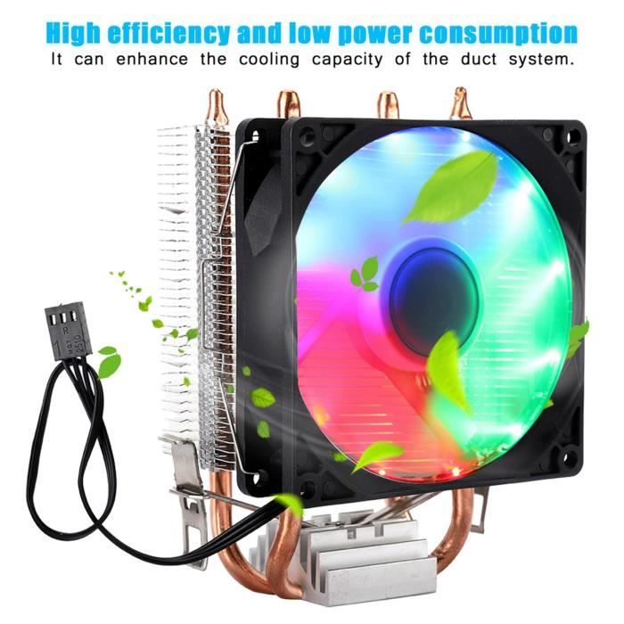 HURRISE Radiateur 9cm CPU cooler, 2-tube single fan, CPU cooling, Light ...