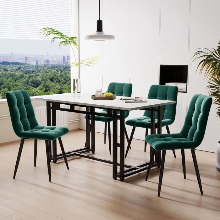MODERNLUXE Ensemble table et 4 chaises - table noire 120x70cm ...