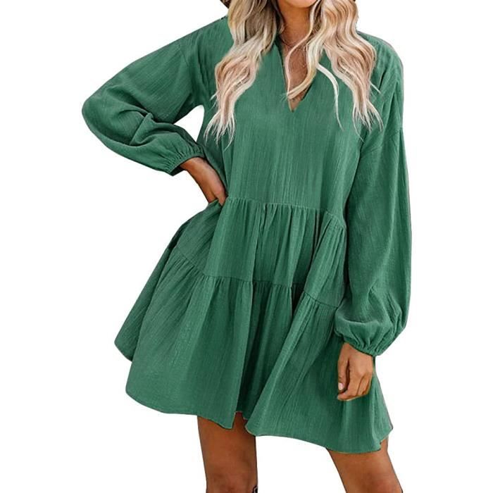 Robes pour femmes, Mini robes courtes décontractées, Robes col V pour ...