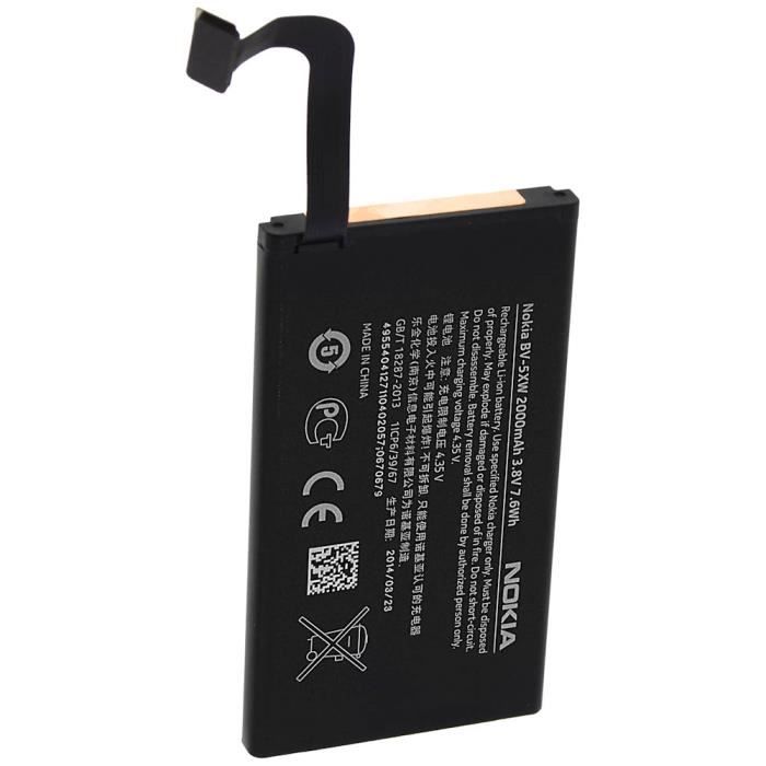 Batterie d'Origine Nokia 2000mAh pour Nokia Lumia 1020 - BV-5XW ...