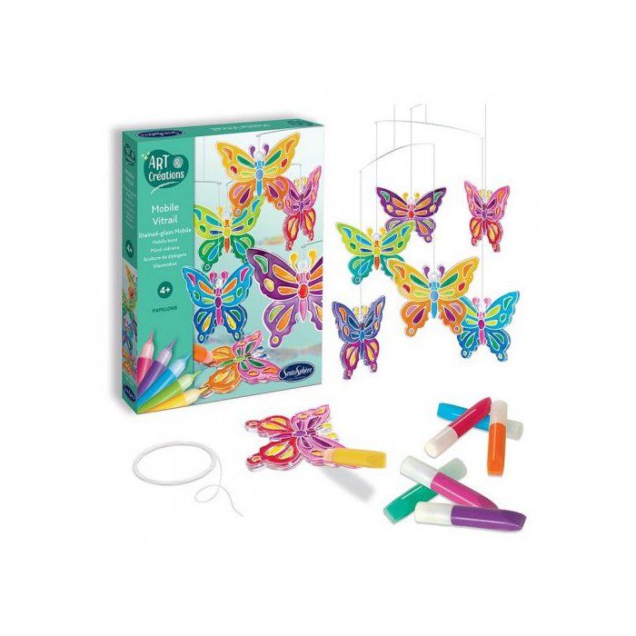 Coffret Mobile vitrail papillons - Kit creatif Peinture enfant, attrape ...