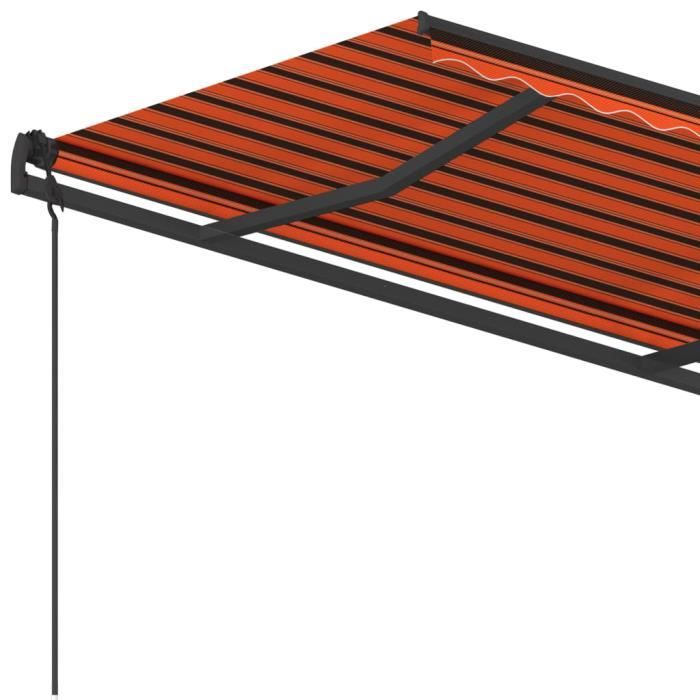 Stores extérieurs - Auvent manuel rétractable avec poteaux 4,5x3,5 m ...