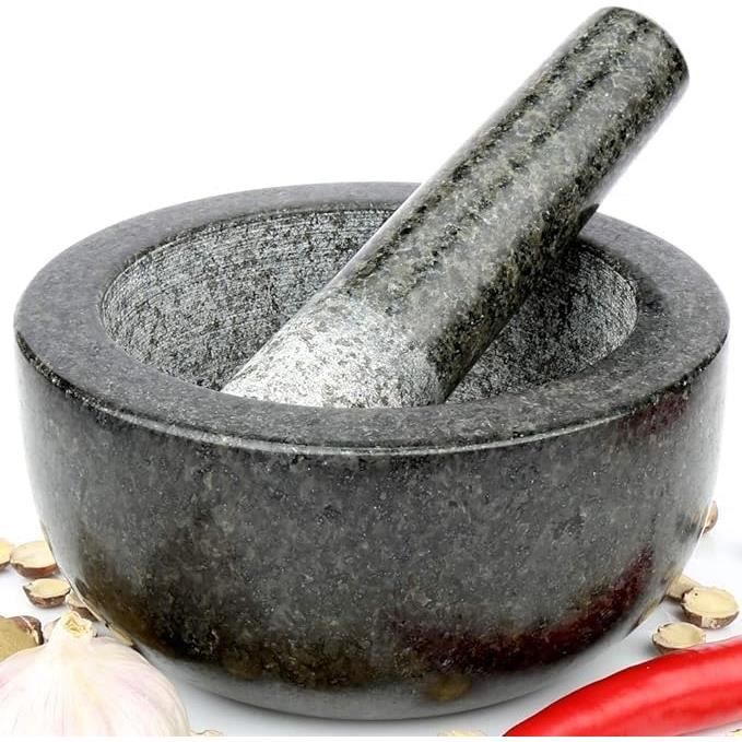 HS Pilon et Mortier en Granite - Set Moriter et Pilon Solide en Pierre ...