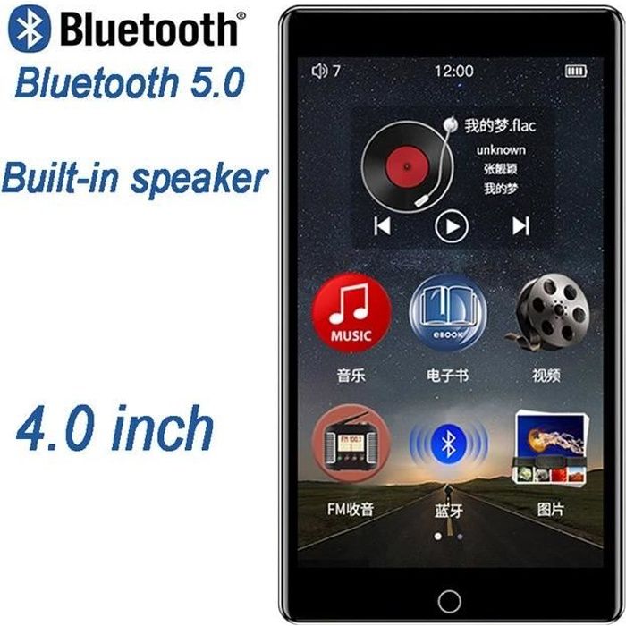 TIMOOM H1 Lecteur MP3 Bluetooth écran tactile lecteur de musique 8 Go ...
