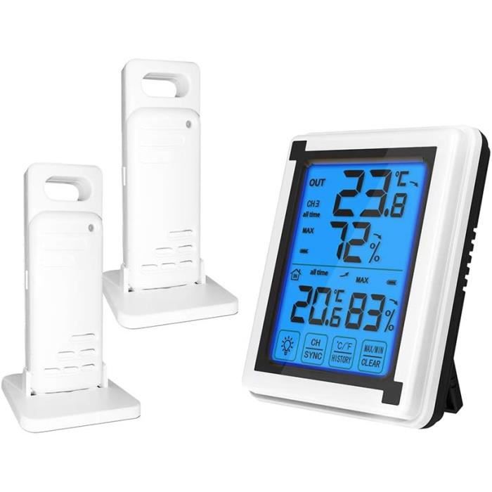 Station Météo Sans Fil En Plein Air Avec Thermomètre Et Hygromètre Avec 3 Capteurs De Prévisions ...