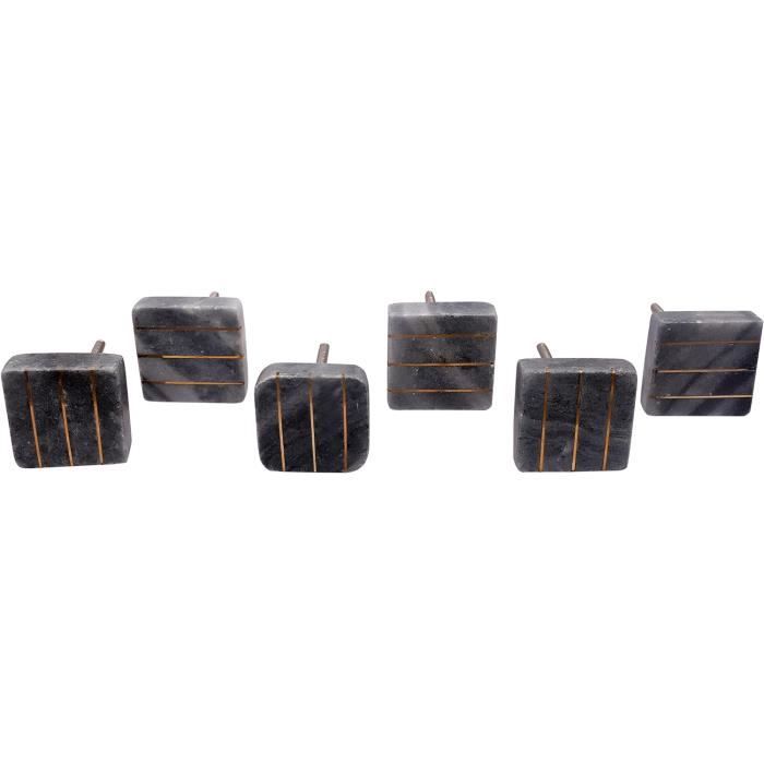 Set De 6 Boutons Carrés En Pierre. 40 Mm | Superbes Poignées En Noir ...
