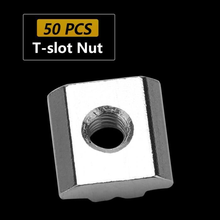 EAS Écrou à tête de marteau Écrou à rainure en T coulissant en acier au carbone 50 pièces pour ...