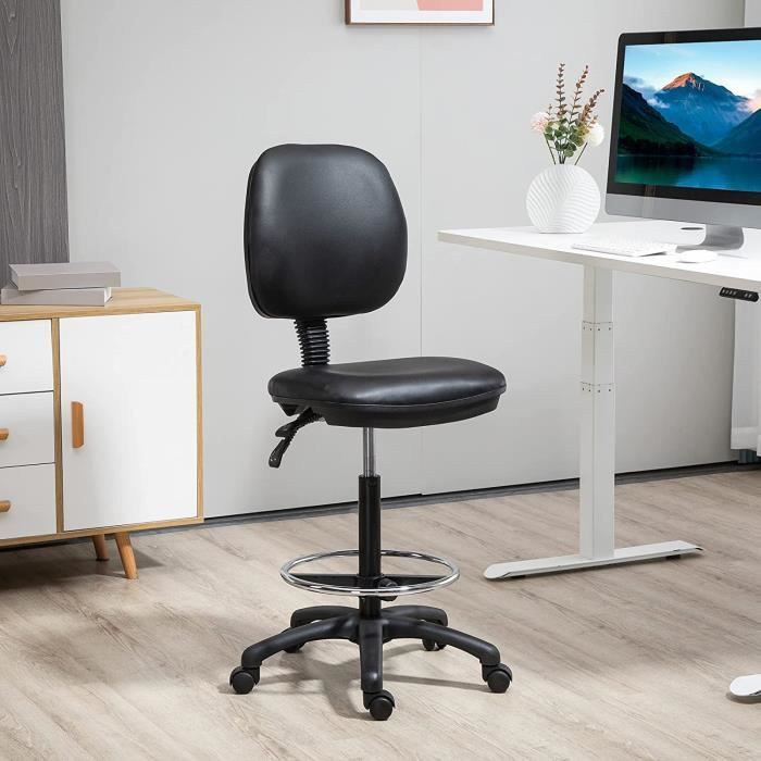 Tabouret à roulettes réglable en Hauteur avec Dossier inclinable et ...