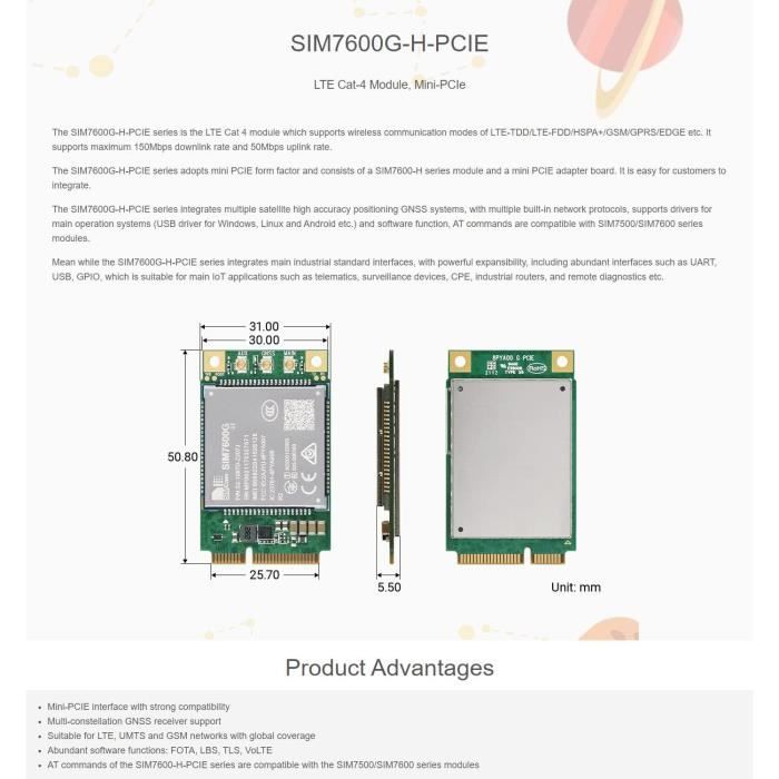Sim7600g H Pcie Simcom Original 4g Lte Cat 4 Module Support Global