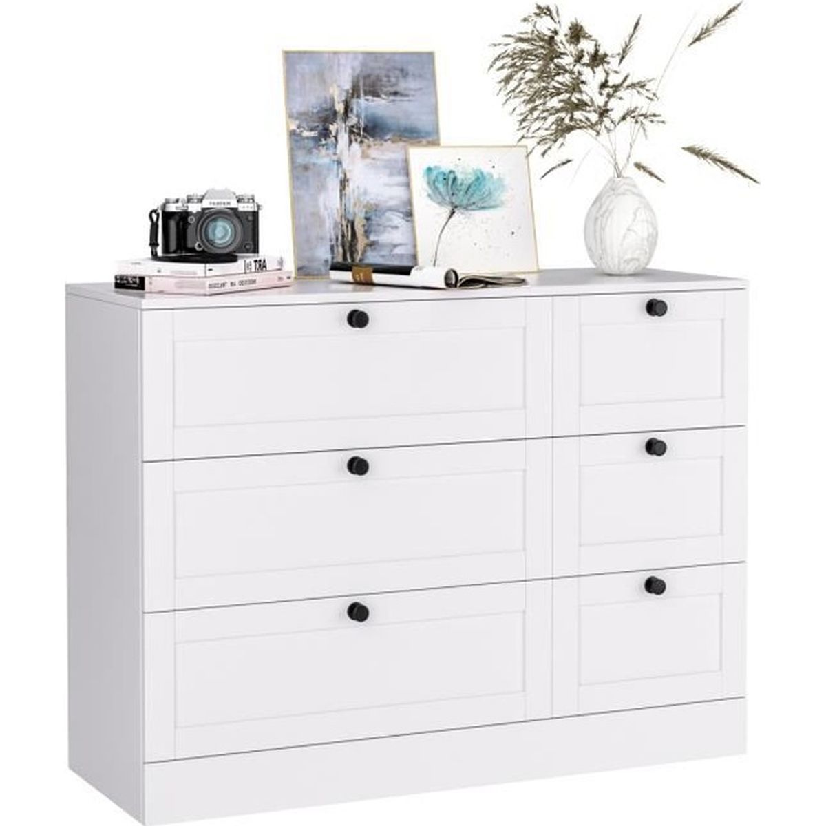 Commode avec 6 Tiroirs, Commode Chambre à Adulte et Enfant, Meuble de ...