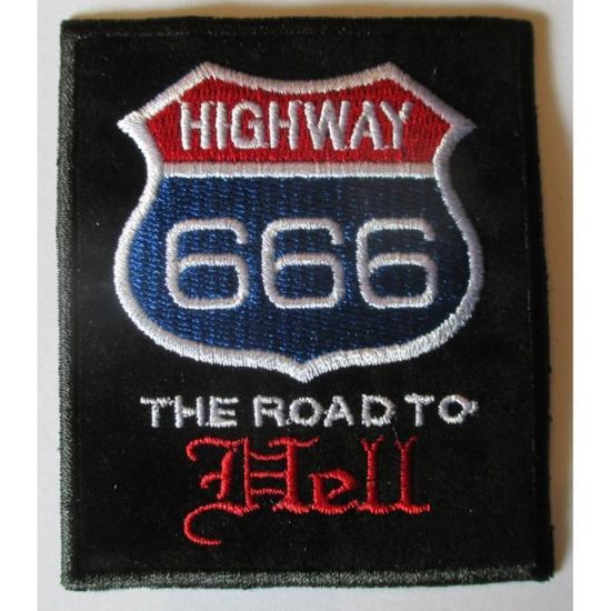 Patch thermocollant - Highway 666 - The Road to Hell - 8x6.5 cm - Noir ...