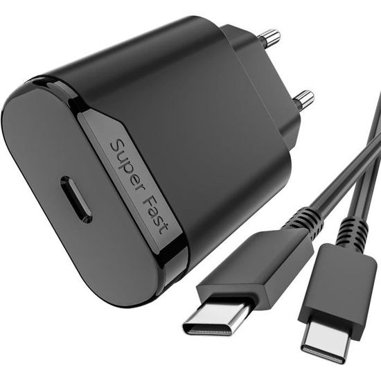 Chargeur Usb C 25 W Pd - Chargeur Mural Avec Câble De 1,5 M De Type C Vers C - Compatible Avec ...