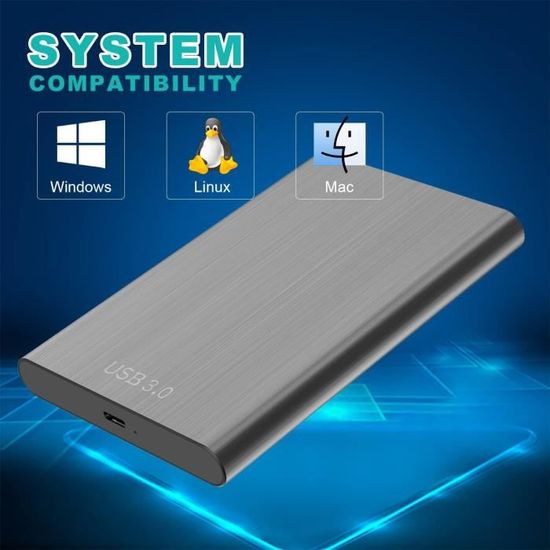 Disque Dur Externe USB 3.0 Ultra Fin Tout-Aluminium Stockage HDD pour ...