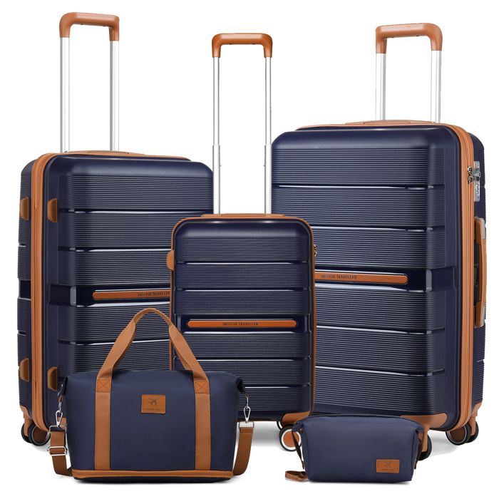 British Traveller Set de 5 Valises de Voyage (55/66/76cm) Rigide Bagage ...