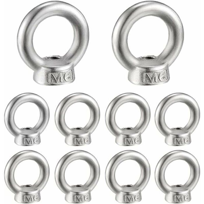 M6 crou Anneau 10 Pcs 304 en Acier Inoxydable Filetage crou Oeil de Levage crous illet pour Les ...