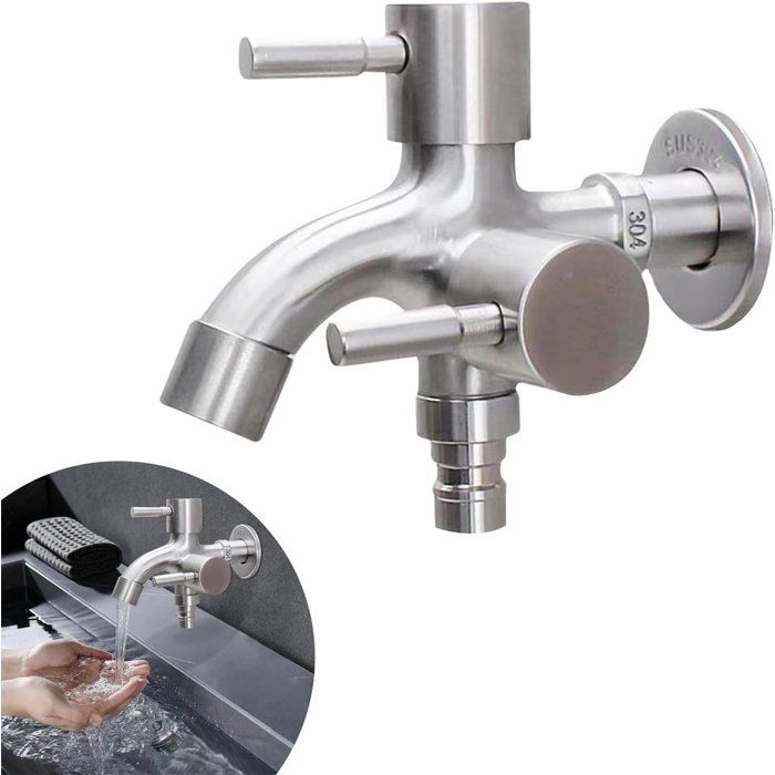 Robinet double universel en acier inoxydable - Robinet d'extérieur ...