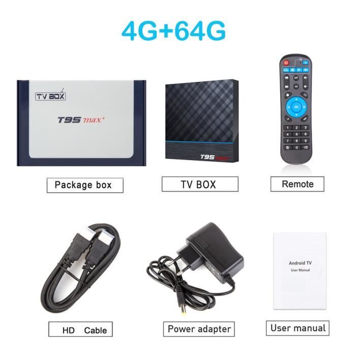 Ue Plug - 4G 64G - T95 MAX Plus Android Tv box Amlogic S905X3 2.4G 5G ...